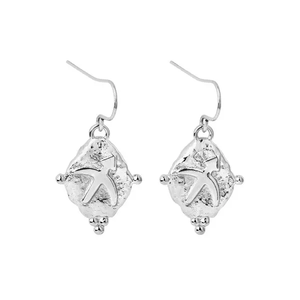 SEVEN SAINTS Sagittarius Vintage-style Dangle Earrings - Silver