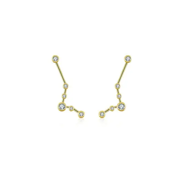 GENEVIEVE COLLECTION Pisces Zodiac Constellation Diamond Earrings - Gold