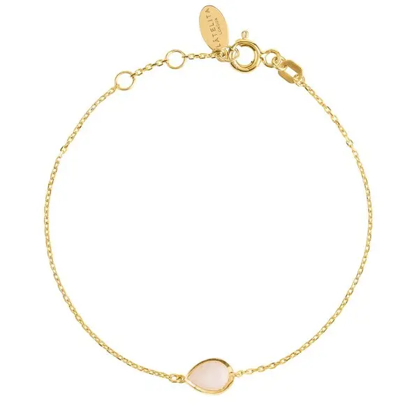 LATELITA Pisa Mini Teardrop Rose Quartz Bracelet - Gold