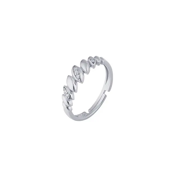 SPERO LONDON Lined Stones Marquise Sterling Ring - Silver