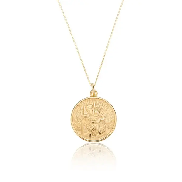LILY & ROO Solid Round St Christopher Necklace - Gold