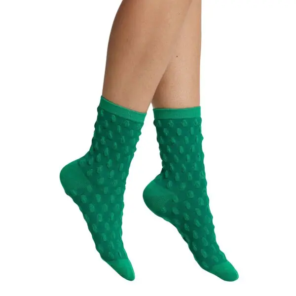 HIGH HEEL JUNGLE BY KATHRYN EISMAN Waffle Combed Cotton Crew Socks - Green