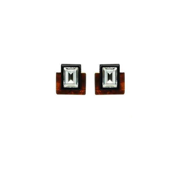 GISSA BICALHO Deco Rectangular Cut-off Stone Earrings - Brown