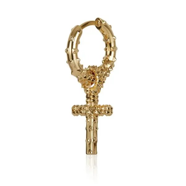 KASUN LONDON Cross Hoop Earrings - Gold
