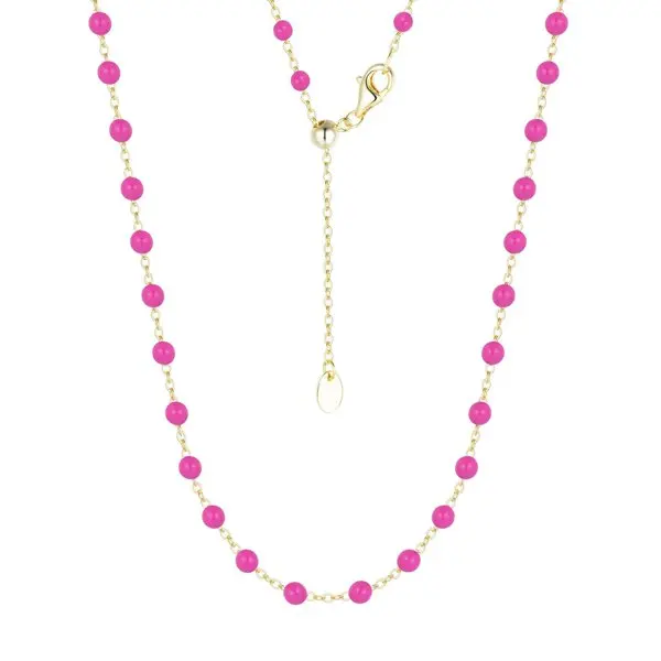 KAMARIA Enamel Beaded Chain Necklace - Pink