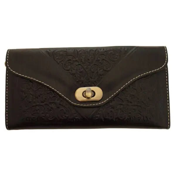 BERBER LEATHER Leather Tri-fold Purse - Black