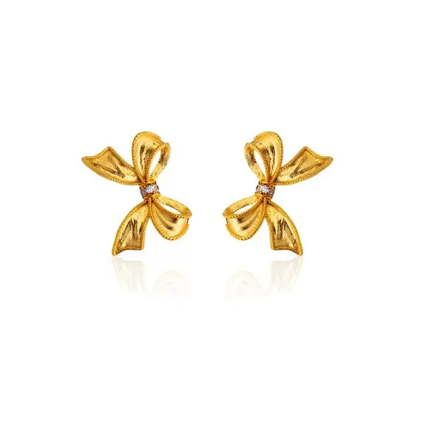 MILOU JEWELRY Bow Stud Earrings - Gold