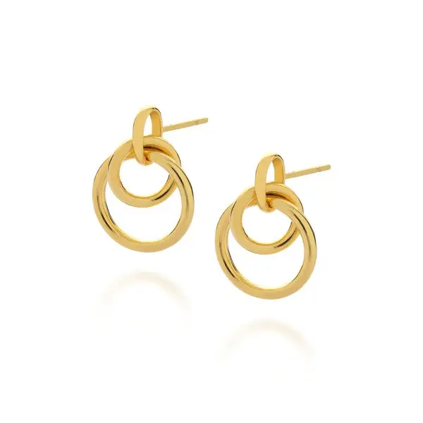 NELLOU JEWELLERY Double Hoop Sterling Silver Ear Drops - Gold
