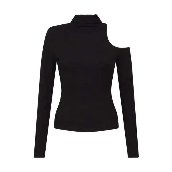 SOUR FIGS Asymmetric Cutout Turtleneck Knit Top