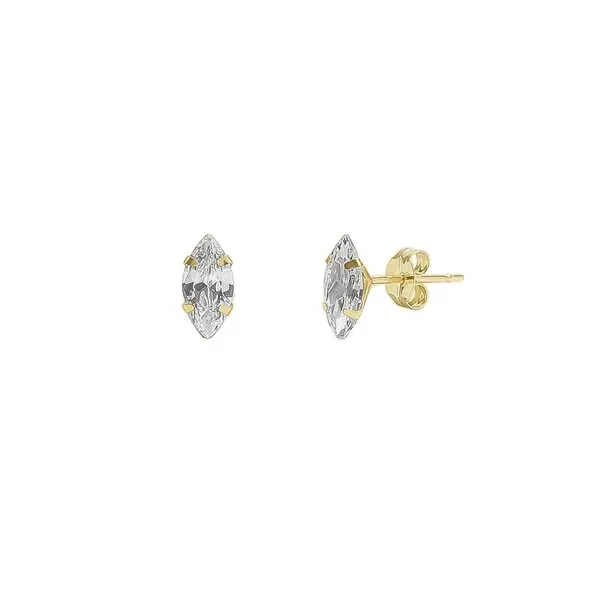 SPERO LONDON 9ct Solid Marquise Stud Earrings - Gold
