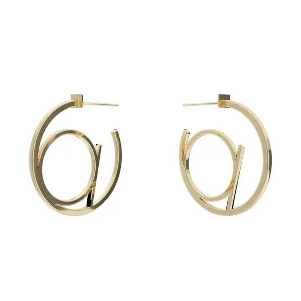 TOOLALLY Alphabet Hoop Earrings - Gold