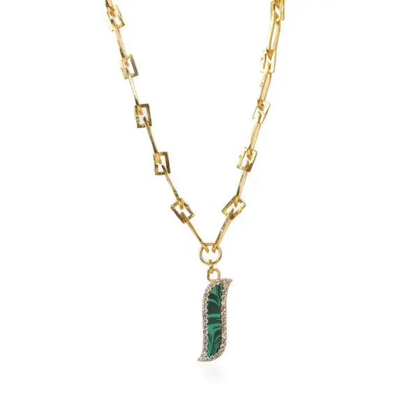 LILA RASA Gold-plated Link Necklace With Malachite - Gold/green