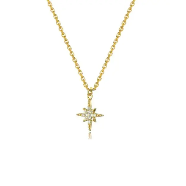 NAZZAR Mini Pave Star Burst Pendant Necklace - Gold