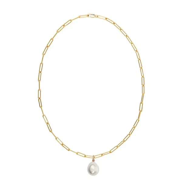 ORA PEARLS Aetia Baroque Pearl Chain Necklace - Gold
