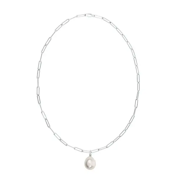 ORA PEARLS Aetia Baroque Pearl Chain Necklace - Silver