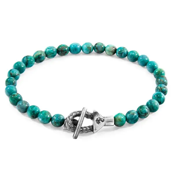 ANCHOR & CREW Mantaro Turquoise Silver And Stone Bracelet - Blue