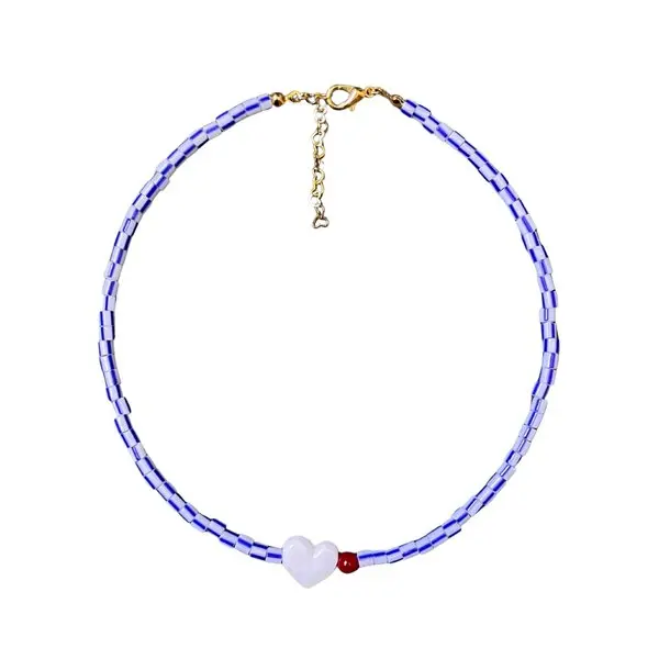 DESERT LOBBY Small Talk Beaded Necklace - Blue/white