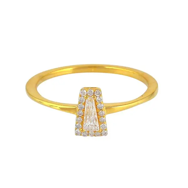 ARTISAN Baguette Diamond Halo Ring In 18k Yellow Gold - White/gold