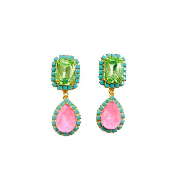 THE PINK REEF Drop Statement Earrings - Green