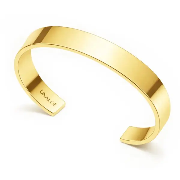 UNALOE Wide Band Open Cuff Bracelet - Gold