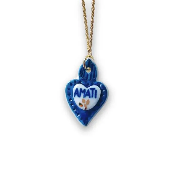 Tiké Jewels Sacred Heart Amati Necklace - Blue