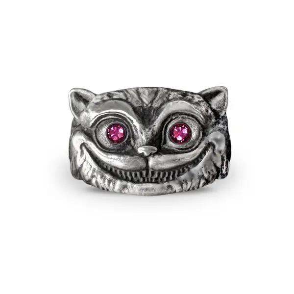 PERRY GARGANO Alice In Wonderland Cheshire Cat Ring - Silver/red