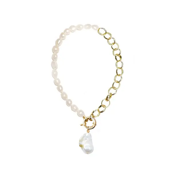 ADRIANA PAPPAS DESIGNS Pearl Drop Necklace - Yellow