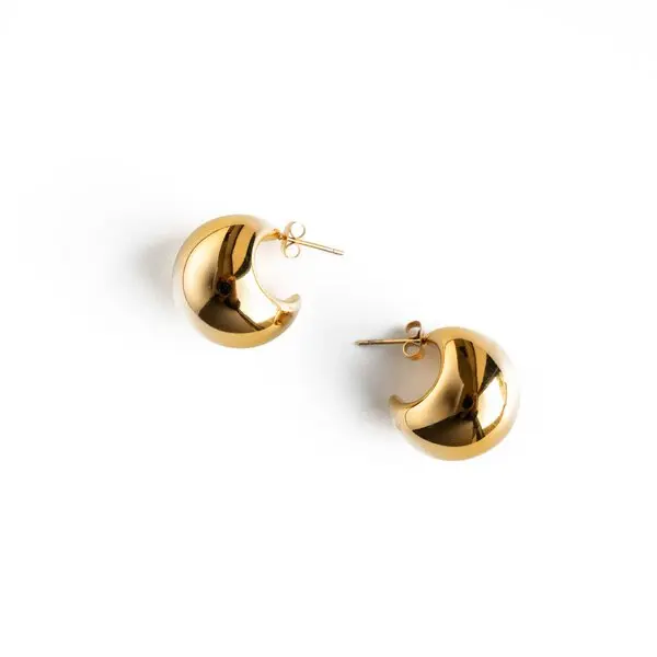 SUPERDIVAJEWELLERY Pear Drop Curve Hoop Earrings - Gold