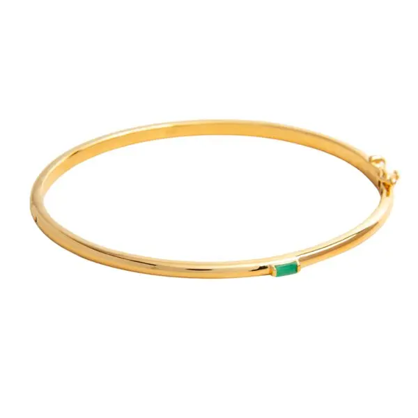 BELINDA JEWELZ Adela Emerald Gemstone Bangle - Green