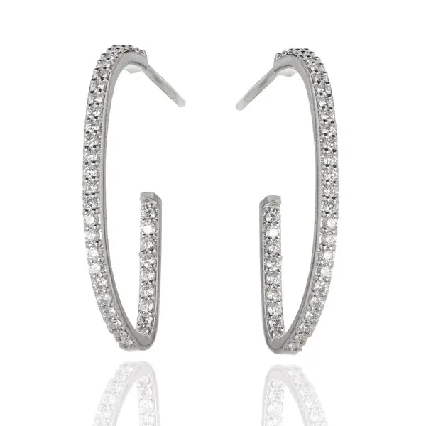 KAIZARIN Diamond Hoop Earrings In Eighteen Carat White Gold - Silver/blue/gold