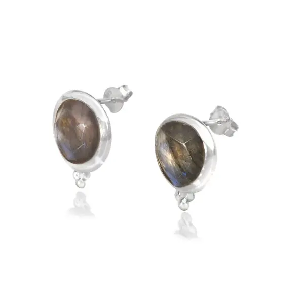 THE JEWELLERY STORE LONDON Labradorite Stud Earrings - Green/silver