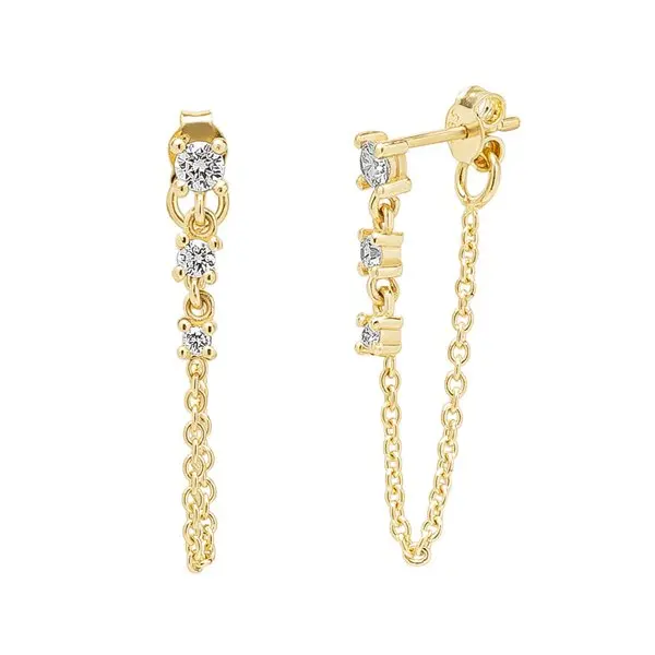 SPERO LONDON Fine Diamond Linked Tennis Earrings In 14ct Solid - Gold
