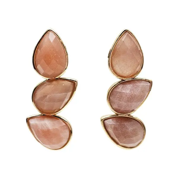 FARRA Moonstone Drop Earrings - Orange