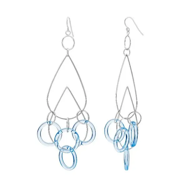 GOLD & HONEY Dangle Earrings With Acrylic Rings - Blue/silver