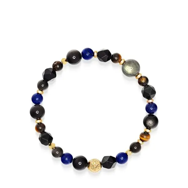 NIALAYA JEWELRY Spiritual Power Stone Bracelet - Gold/black/blue