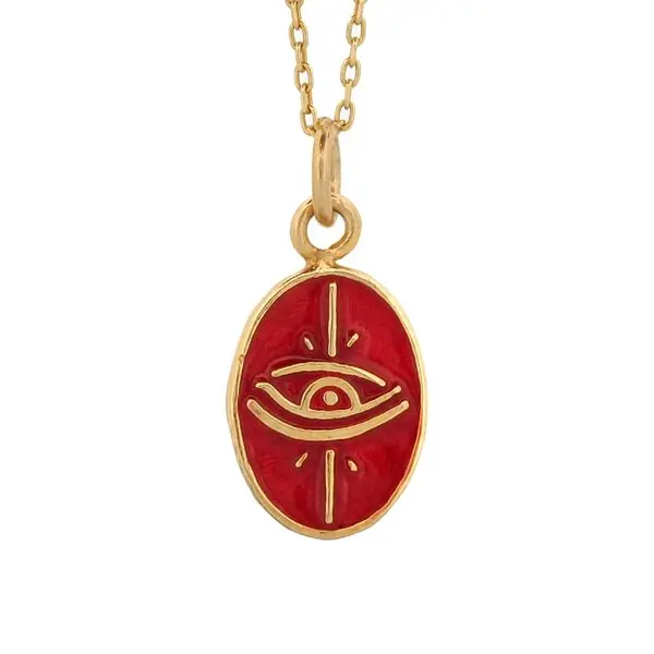EBRU JEWELRY Red Enamel Evil Eye Pendant Necklace - Gold/red