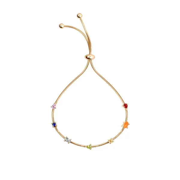 KARMA AND LUCK Careful Alignment Plated Multi-stone Chakra Bracelet - Gold