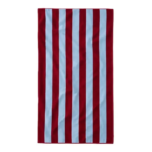 Misona Red / Blue Extra Large Organic Cotton Striped Beach Towel Burgundy & Sky Blue - Red/blue