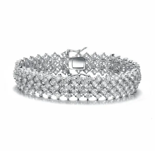 GENEVIVE Sterling Silver Cubic Zirconia Bracelet - White