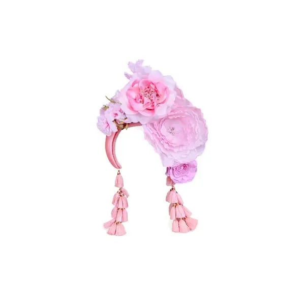 JULIA CLANCEY Floral Headpiece With Tassels - Pink