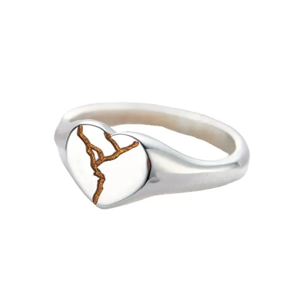 POSH TOTTY DESIGNS Sterling Heart Kintsugi Signet Ring - Silver