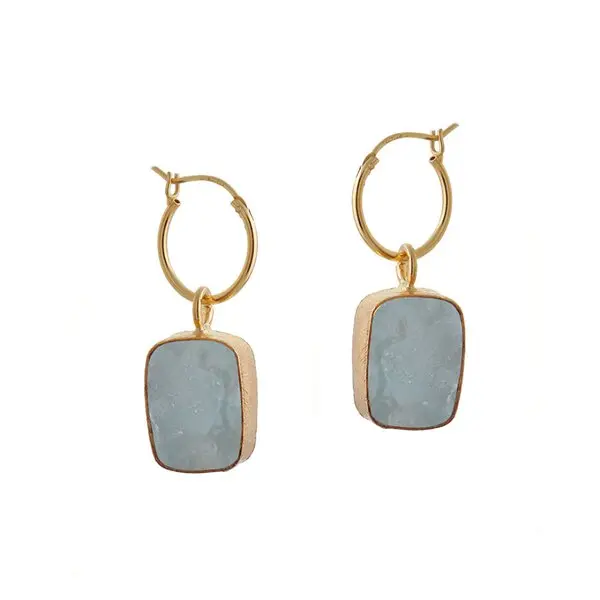 GODDESS CHARMS Gold Aquamarine Crystal Earrings - Gold/blue