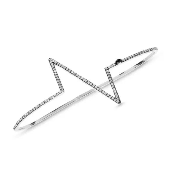 SALLY SKOUFIS Force Palm Cuff With Diamond Stimulant In Platinum - Black/white