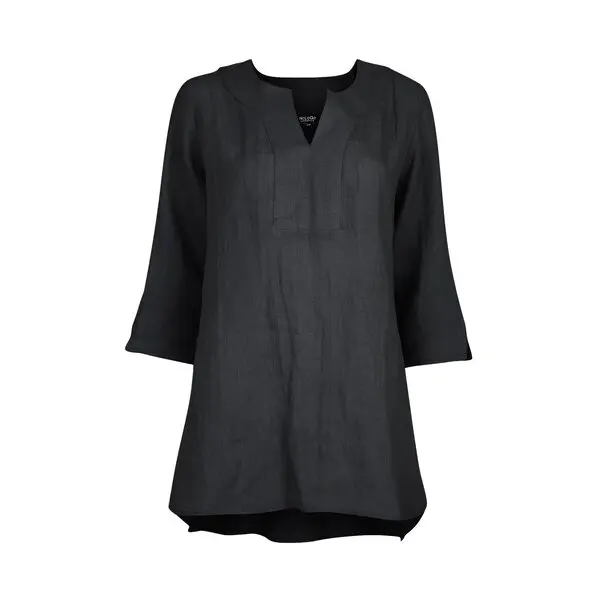 NOLOGO-CHIC Lifestyle Longline Linen Top - Black