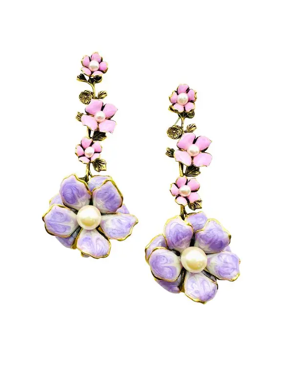 THE PINK REEF Floral Dangle Earrings - Pink