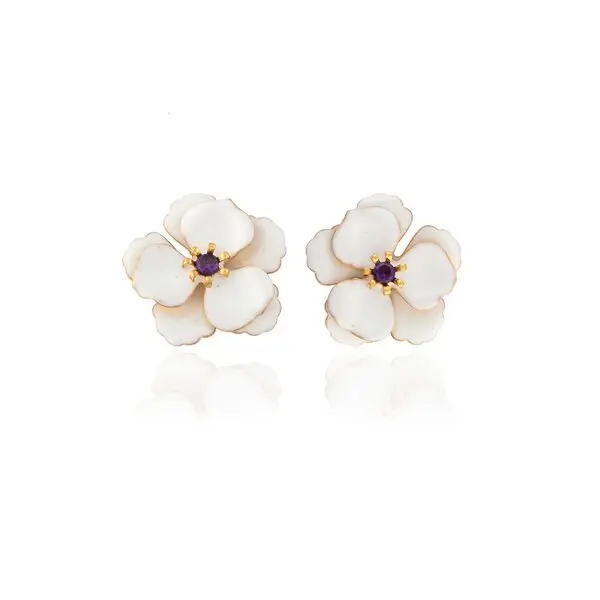 MILOU JEWELRY Viola Flower Stud Earrings - White