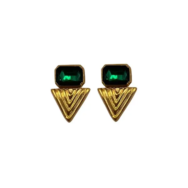 LES REINES Zenith Quartz Gemstone Gold-plated Earrings - Green