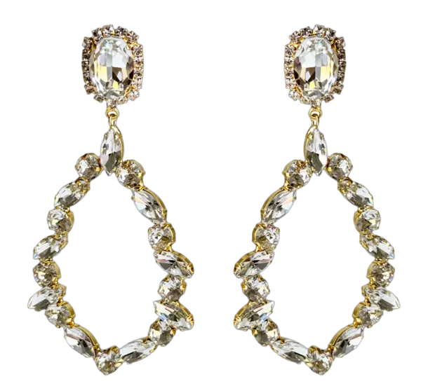 LAURA GRAY Crystal Chandelier Earrings - White