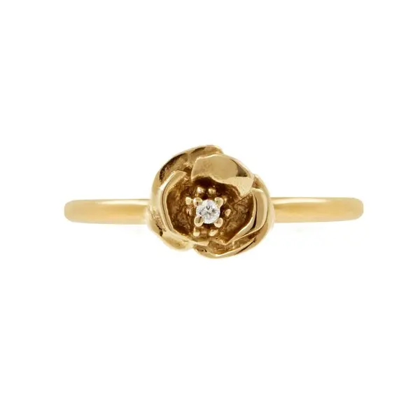 LEE RENEE Poppy Vermeil Ring With Diamond - Gold