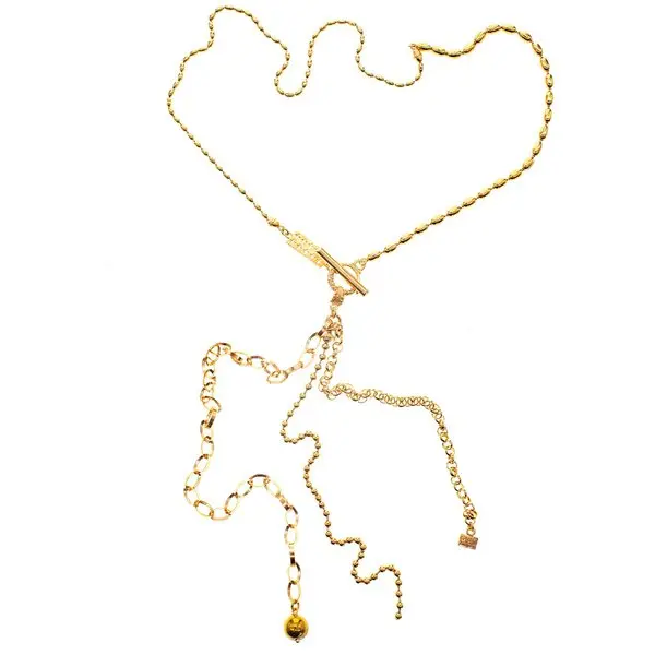 GEM KINGDOM Fringed Plated Brass Necklace - Gold